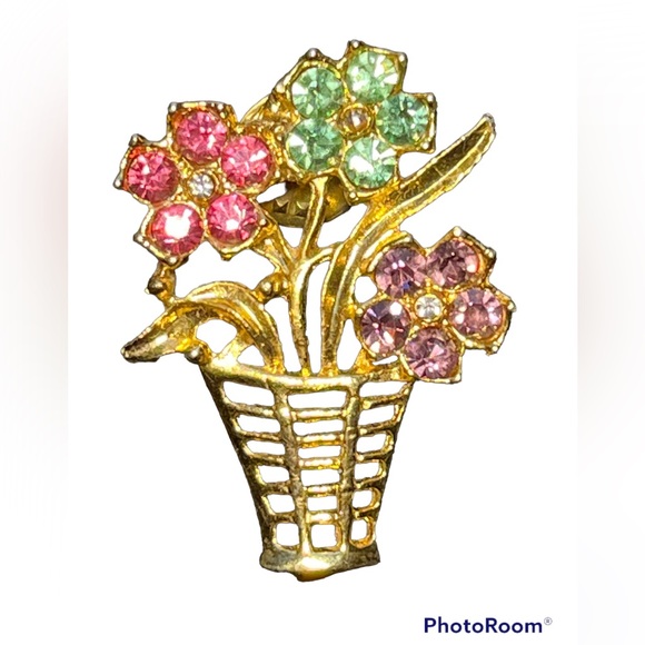 Jewelry | Pastel Flower Basket Pin | Poshmark